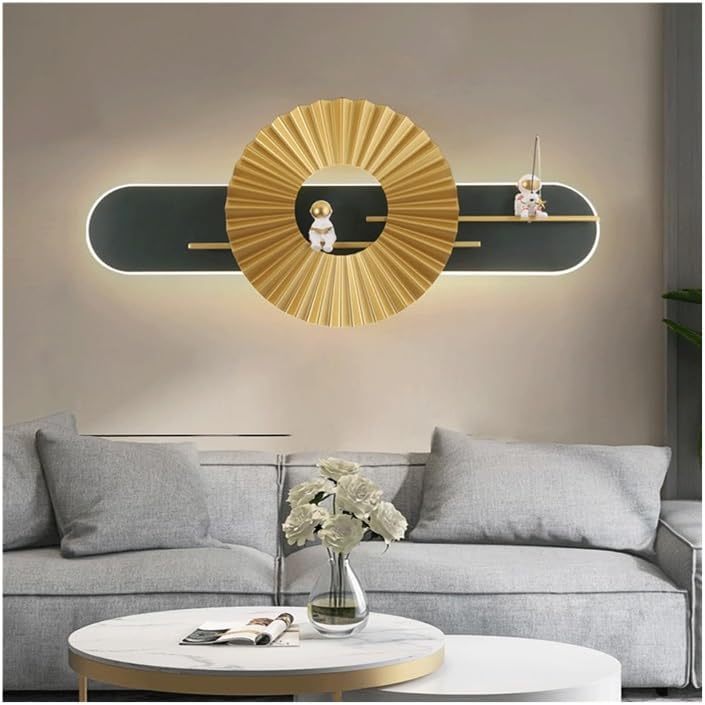 Golden Sunburst with Shelf - Modern LED Wall Sculpture – Artiksha ...