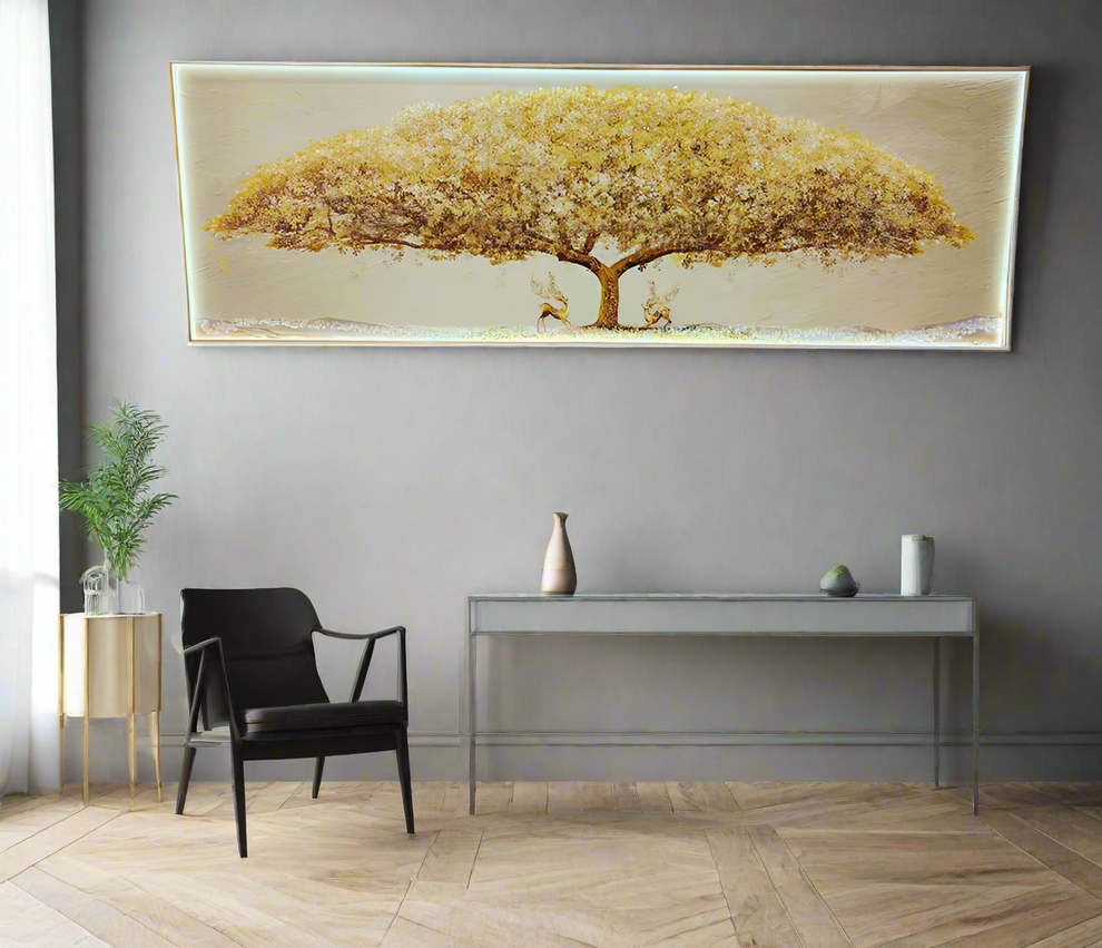 LED Gold Tree Wall Art – Elegant Illuminated Wall Decor – Artiksha ...